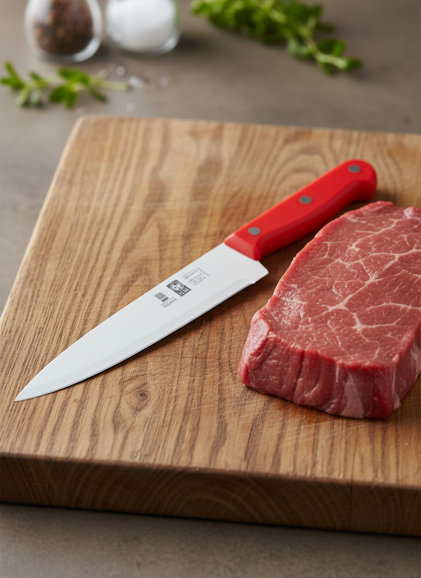 Нож для мяса 170/300 мм. красный, материал нержавеющая сталь, TECHNIC Icel