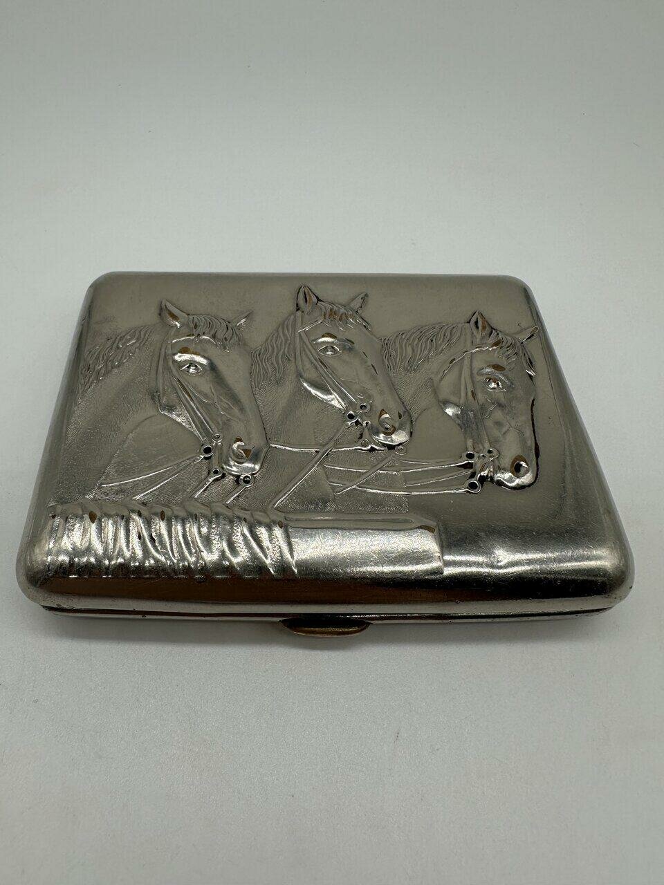 Портсигар 3 коня 1960 годы Винтажный ссср редкий