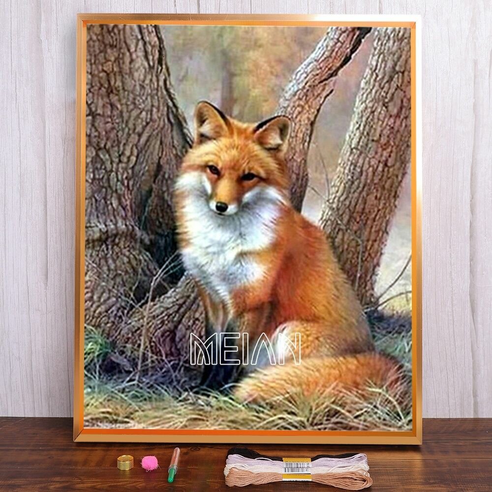 Эксклюзивный набор для творчества MEIAN 30x40 см, лиса на холсте 14CT
