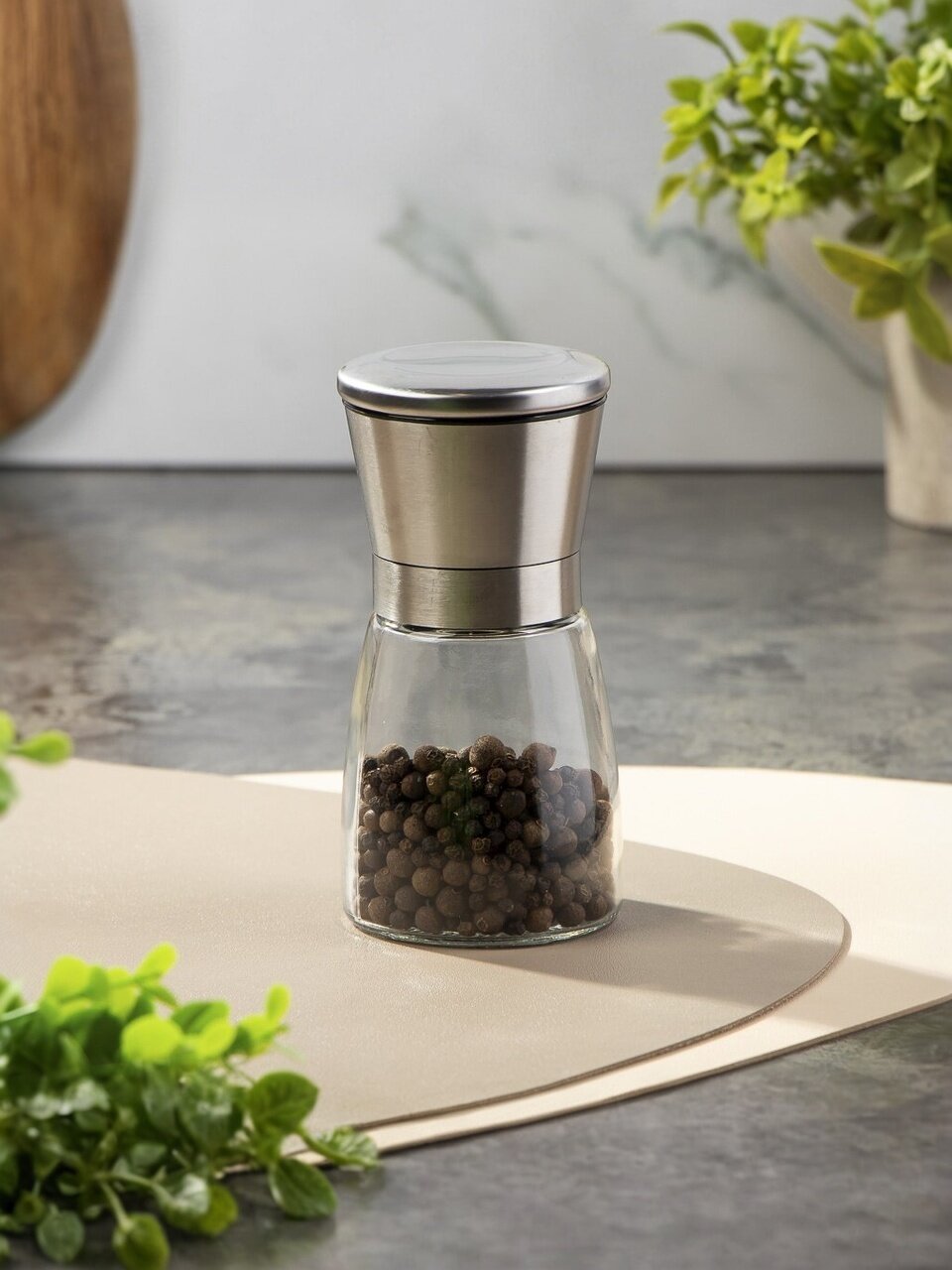 Мельница для специй ручная, механическая, стеклянная, металлическая, 170 мл, Daniks