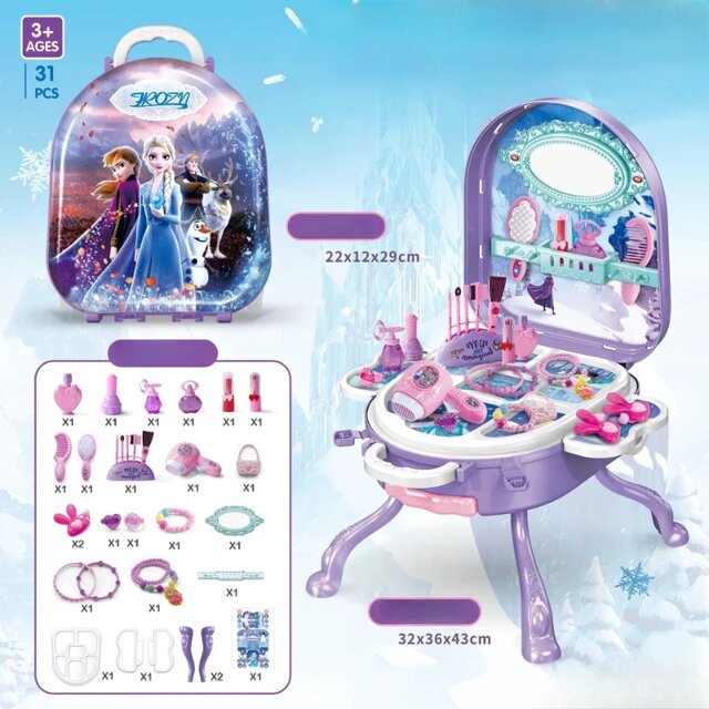 MINISO аниме Disney Girls Frozen принцесса Эльза Анна фигурки коробка для хранения подарок для девочек косметика игрушка ножка коробка набор туалетный столик,