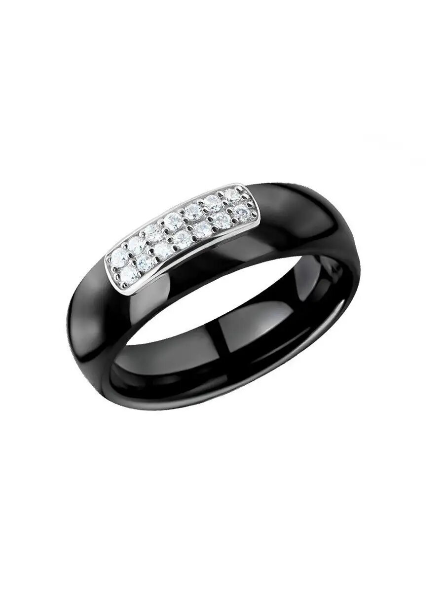 Кольцо, серебро, 925 проба, родирование, керамика