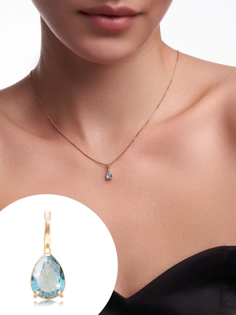 Подвеска, серебро, 925 проба, золочение, фианит