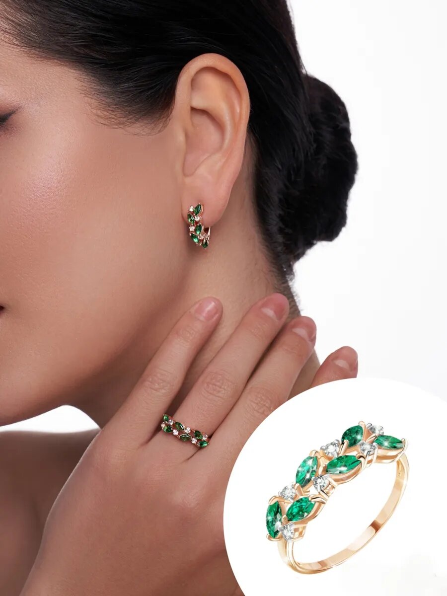 Кольцо обручальное, серебро, 925 проба, золочение, фианит