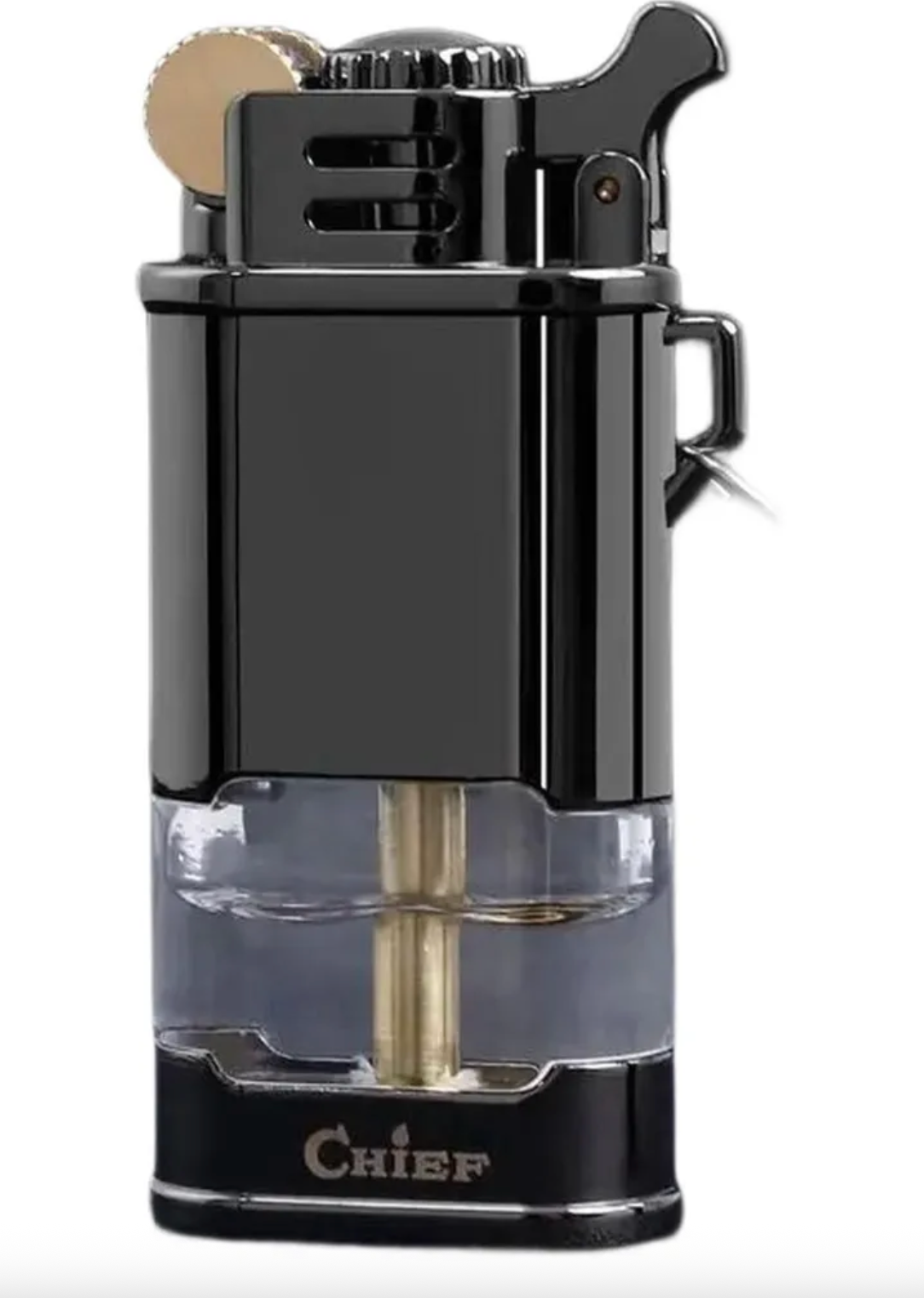 Бензиновая зажигалка Chief "Джулия", металл, с прозрачным резервуаром, металлик