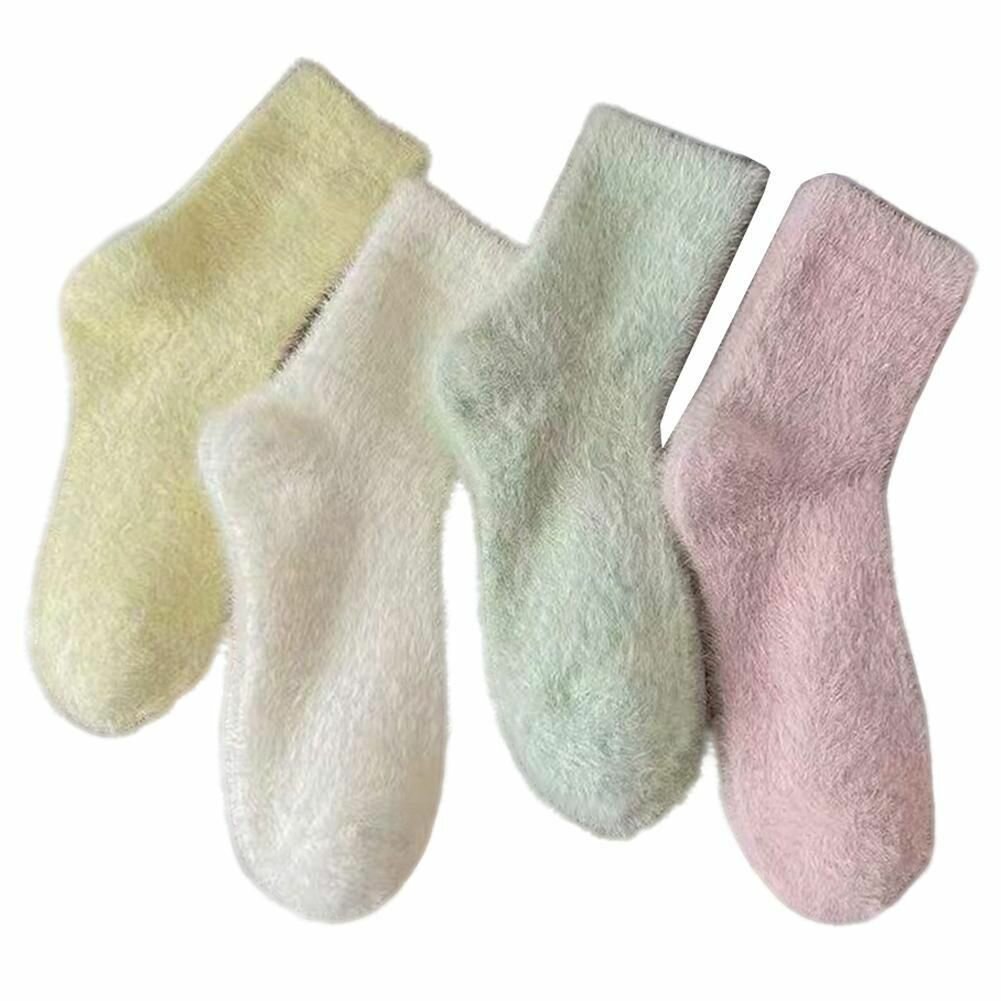 Носки до середины голени из кораллового флиса, в японском стиле из норковой шерсти