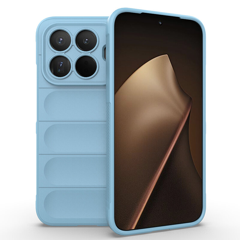 Чехол для Xiaomi 15T Pro/Сяоми 15T Про, soft touch, чехол-кардиомонитор, поликарбонат (PC), защита камеры, ударопрочный, усиленные углы, Xiaomi, Xiaomi 15T Pro, light blue,