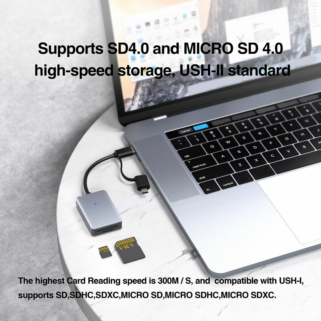 USB + TYPE C TF SD 4.0 кардридер — фото 1