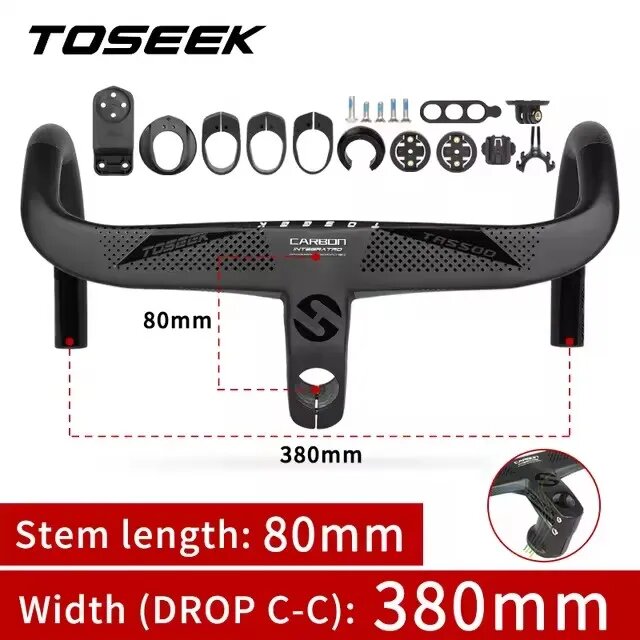 TOSEEK TR5500 T800 Карбоновый руль для шоссейного велосипеда 380-80mm