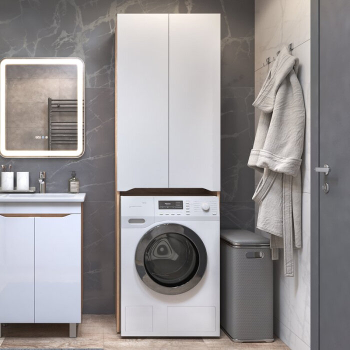 Шкаф над стиральной машиной Vigo Grani 64 дуб золотой, белый