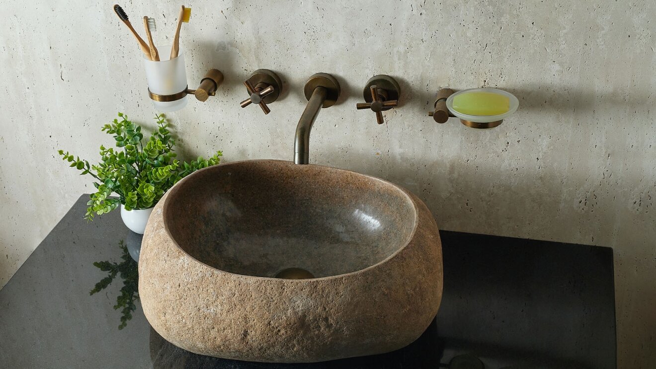 Бежевая раковина из речного камня гранита Piedra M439 00501111439