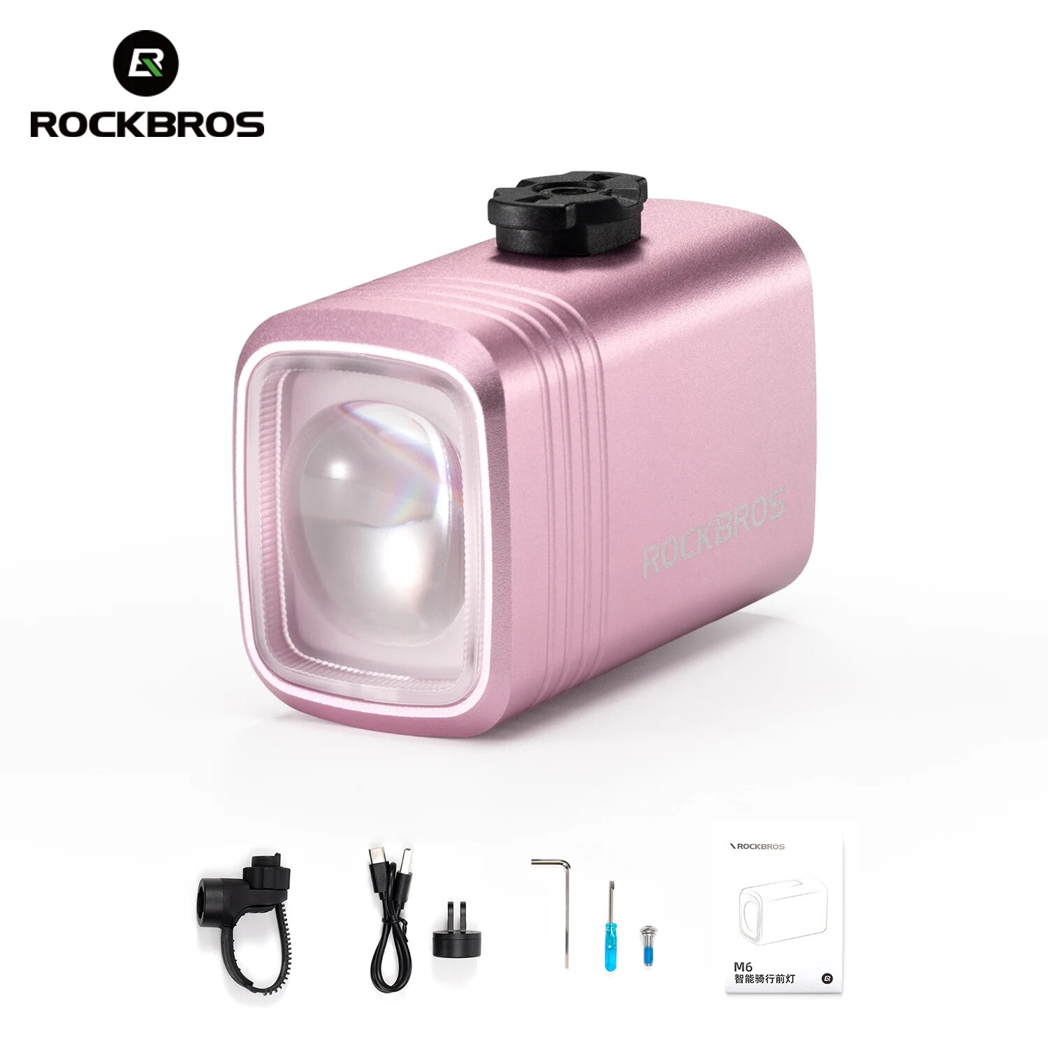 Велофара ROCKBROS 1000LM, Розовый, M6-pk(only light)