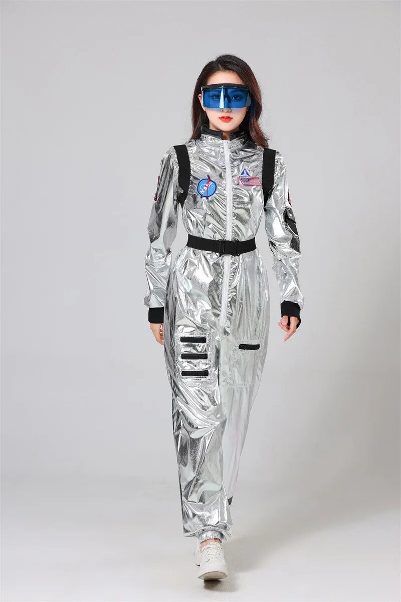 Серебряный костюм космонавта из полиэстера, взрослый S, Adult female black