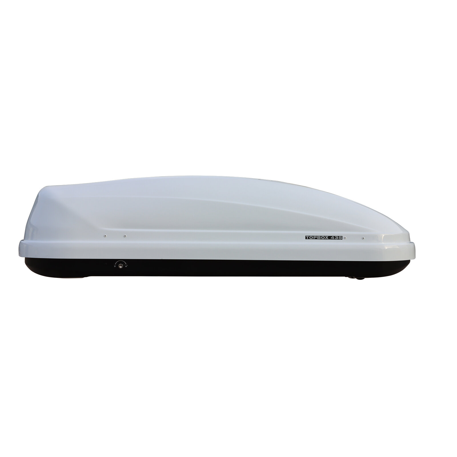 Автобокс на крышу Евродеталь TOPBOX 435 white glossy, белый глянцевый, 435 литров, 176х82х42 см. Двухсторонний. П-скоба