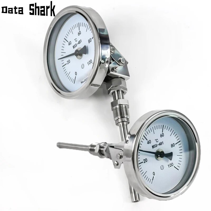 Промышленный датчик температуры ss304, высококачественный измеритель температуры труб, котел, высокотемпературный паровой биметаллический термометр 200 мм, Dial 4inch 0 to 400