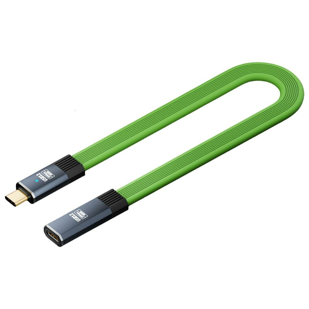 USB C удлинитель (мужской/женский) 100W 20Gbps, Зеленый 0,5 м