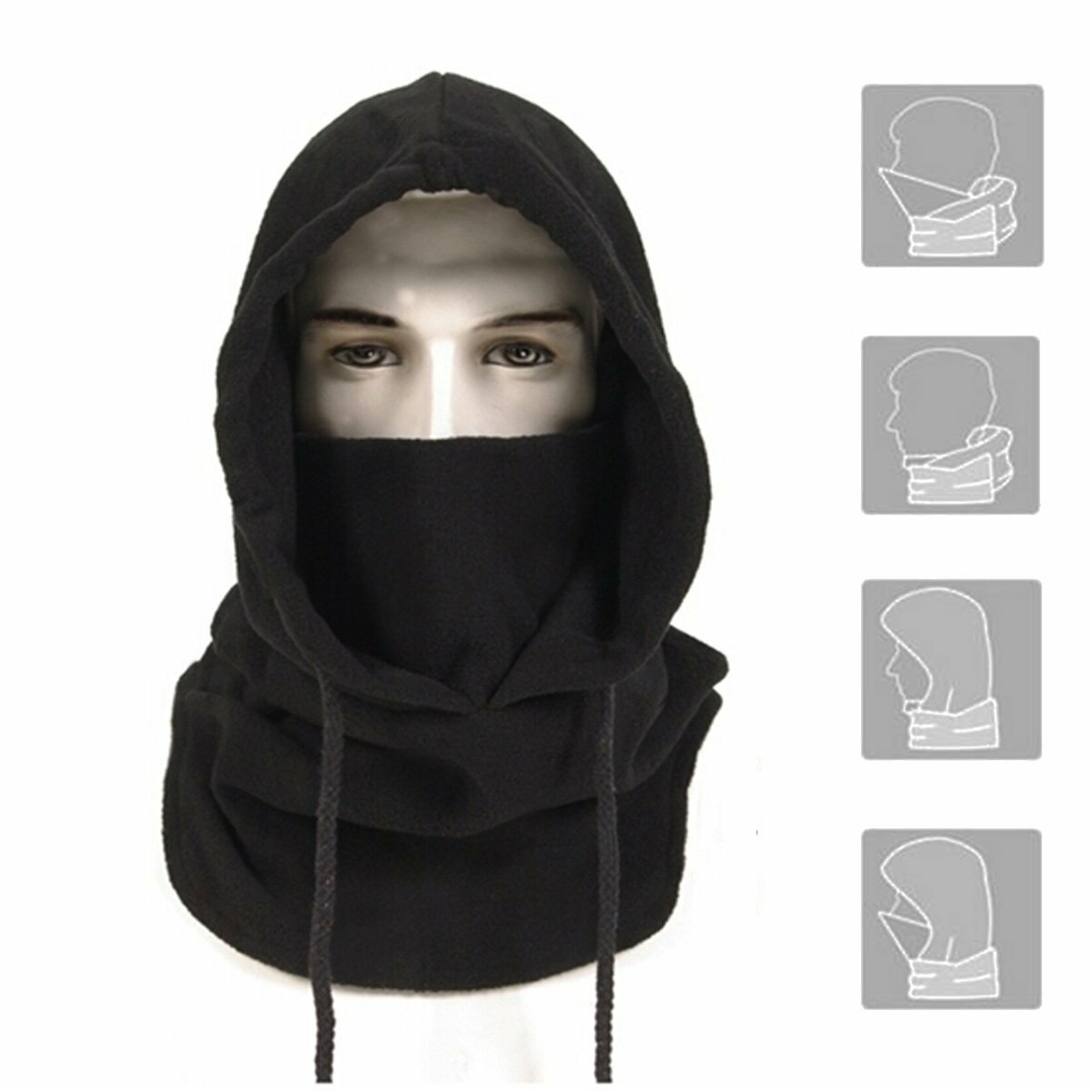Anomasu Heavyweight Tactical Balaclava для Outdoor Sports, черный, One Size fits all (мужчины и женщины могут использовать, люди могут носить с большим головным размером), 1 x Sports Mask, для осенне-зимних: альпинизма, кемпинга, походов, лыжных видов