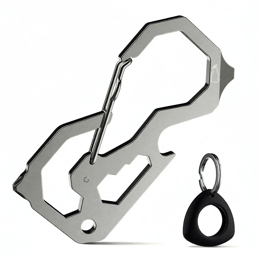 11-in-1 мультиинструмент карабин ключевой цепочки с защитным чехлом для смарт-файндера, инструмент для кредитных карт EDC с бутылекопровадом, отверткой, шестигранным ключом, отбойным палкой из 420 нержавеющей стали, вес 28 г, размер 6.5 x 3 x 0.3 см, в