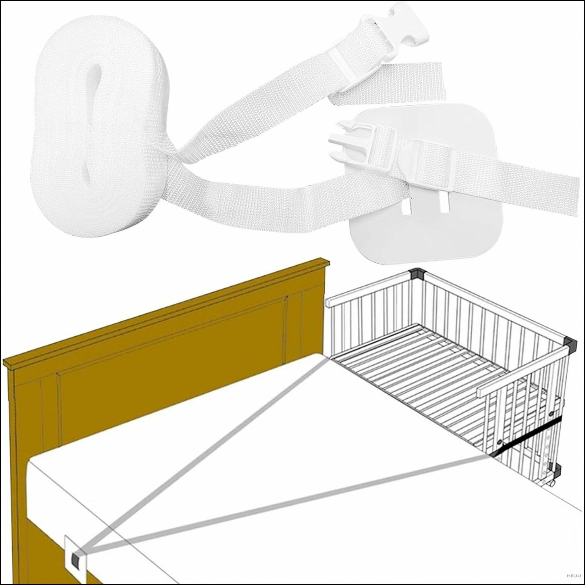 Набор расширений для детской кроватки, соединительная фиксированная лента, предотвращающая перемещение кровати, 8m