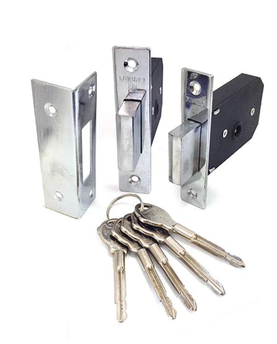 Замок врезной Самир килит Fayn, крестовой, матовый никель, для шкафов и сейфов