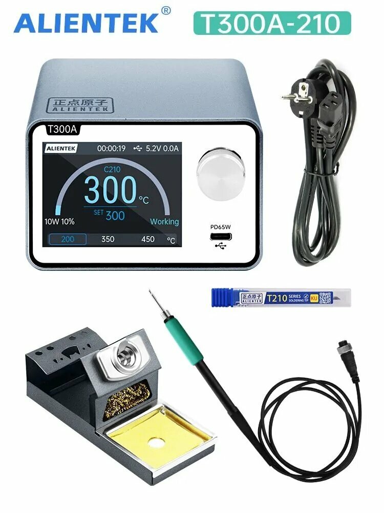 Паяльная станция ALIENTEK T300, 160Вт, с регулировкой мощности, белый, матовый