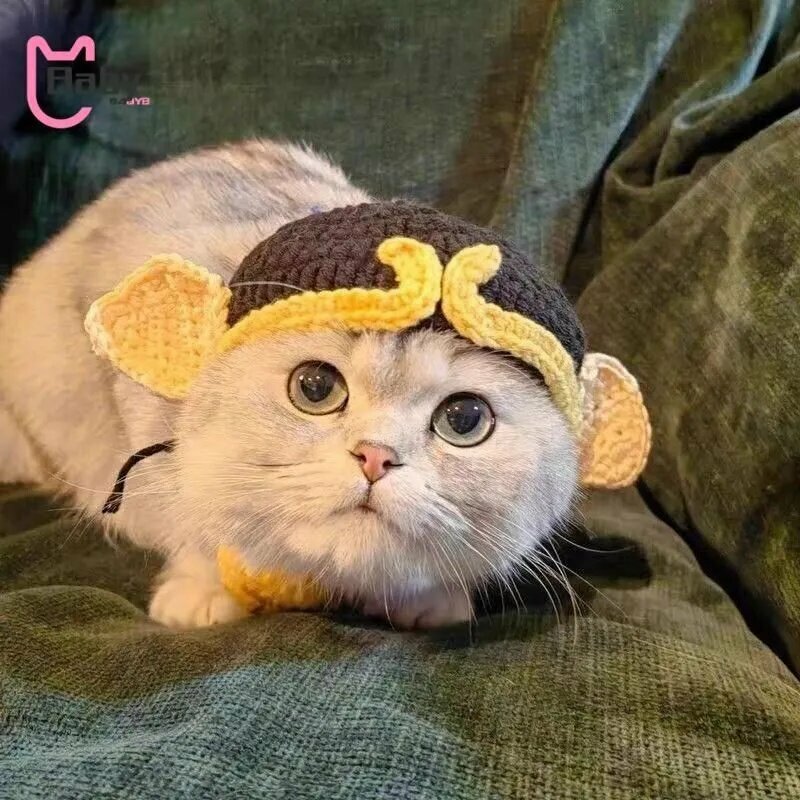 Шапка для кошек и собак мелких пород Головной убор для домашних животных, плетеная шляпа, косплейный реквизит