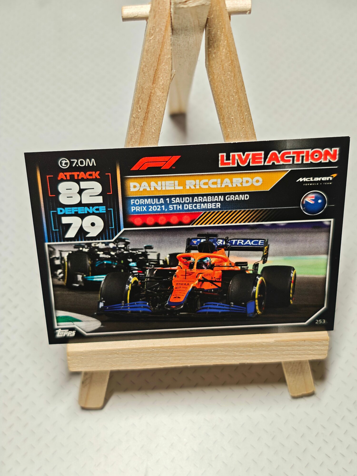 Коллекционная карточка Topps F1 Turbo ATTAX в горизонтальном стандартном формате