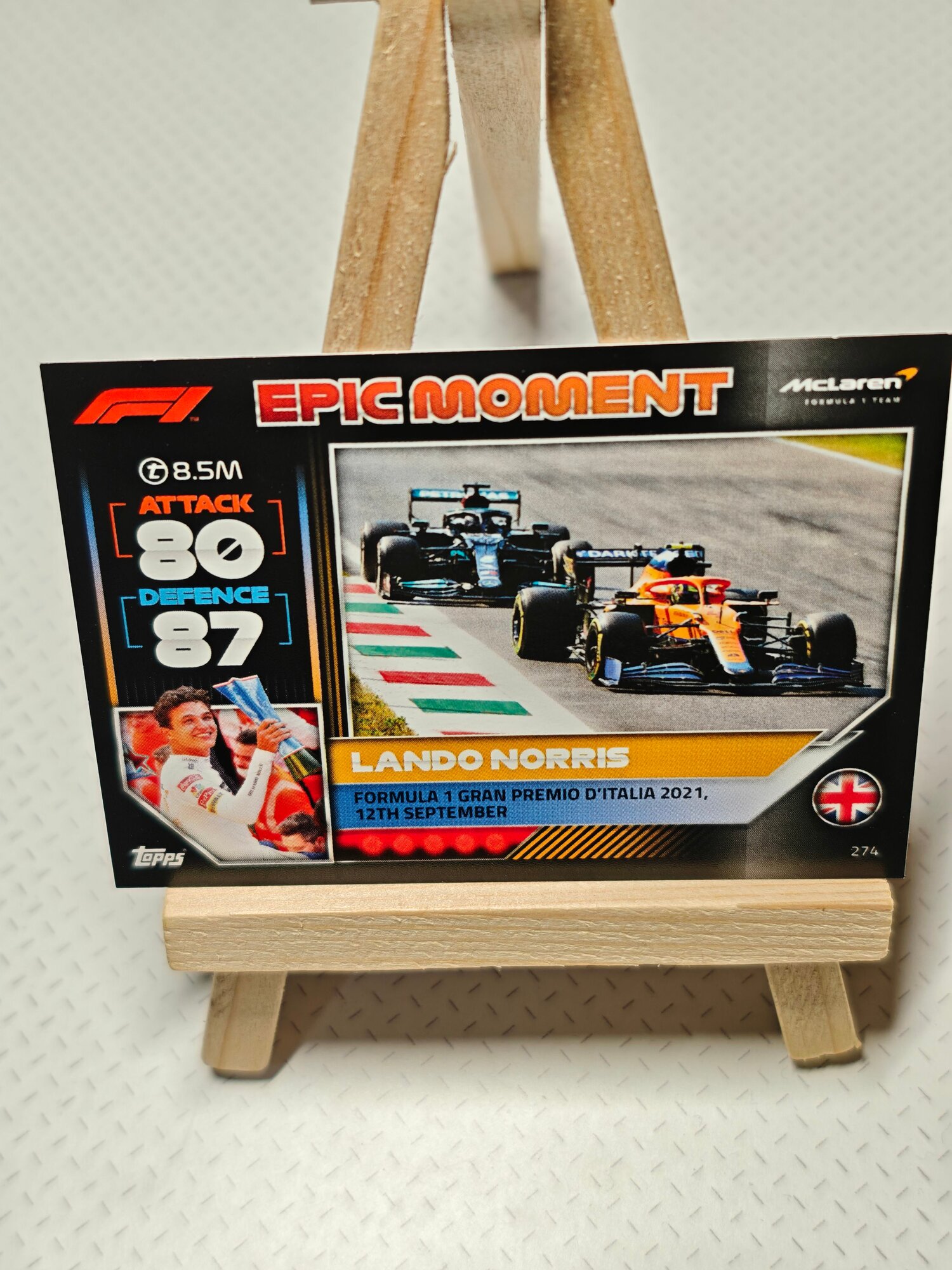 Коллекционная карточка Topps F1 Turbo ATTAX в горизонтальном стандартном формате