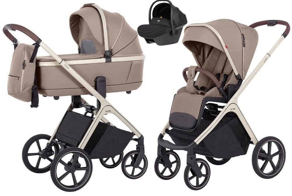 Коляска 3 в 1 Carrello Vector Walnut Beige с автолюлькой люлькой и прогулочным блоком