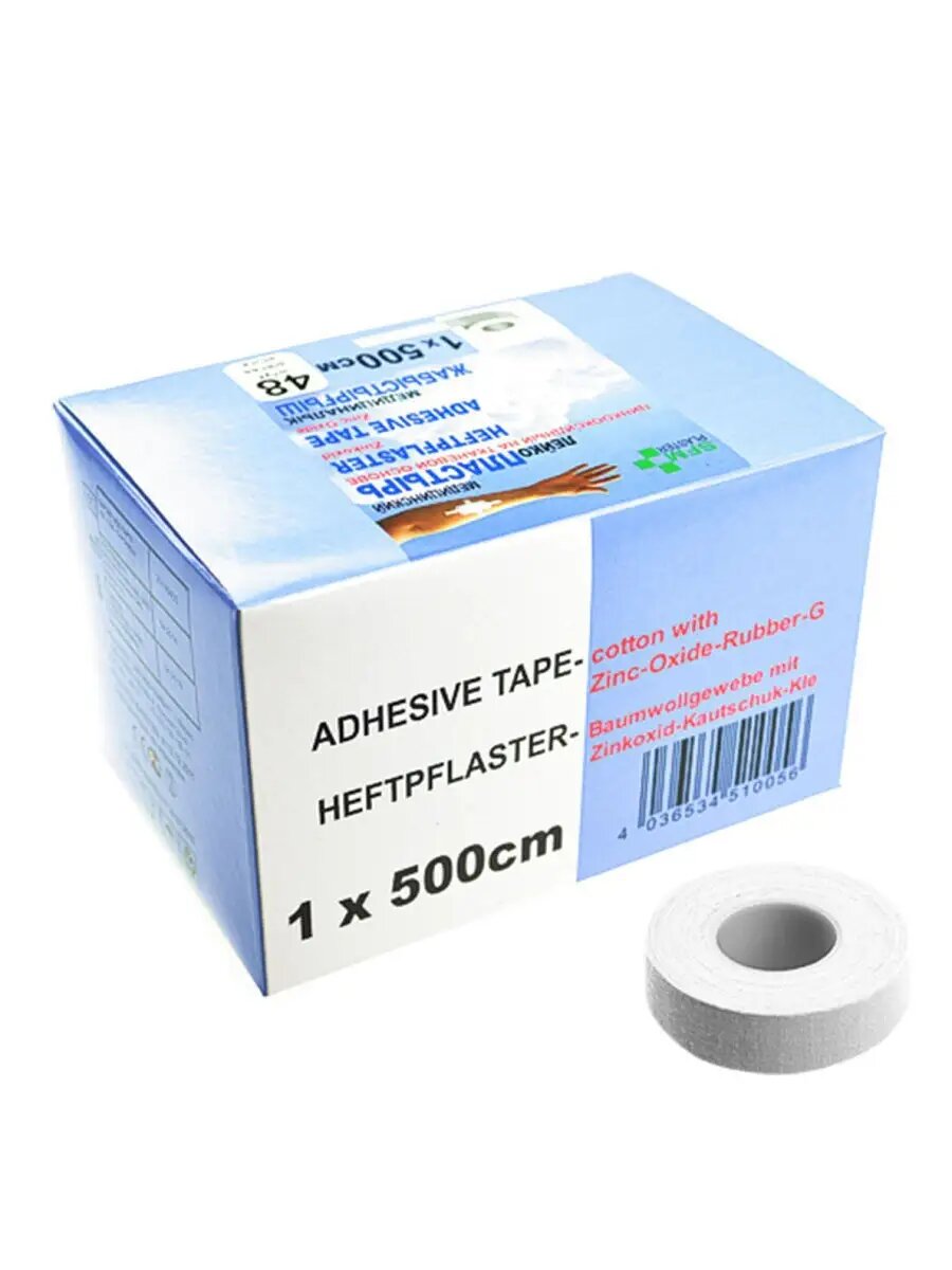 Лейкопластырь - тканевый, рулонный, катушка 1,0х500 см, 48 шт, SFM Plaster, Германия.