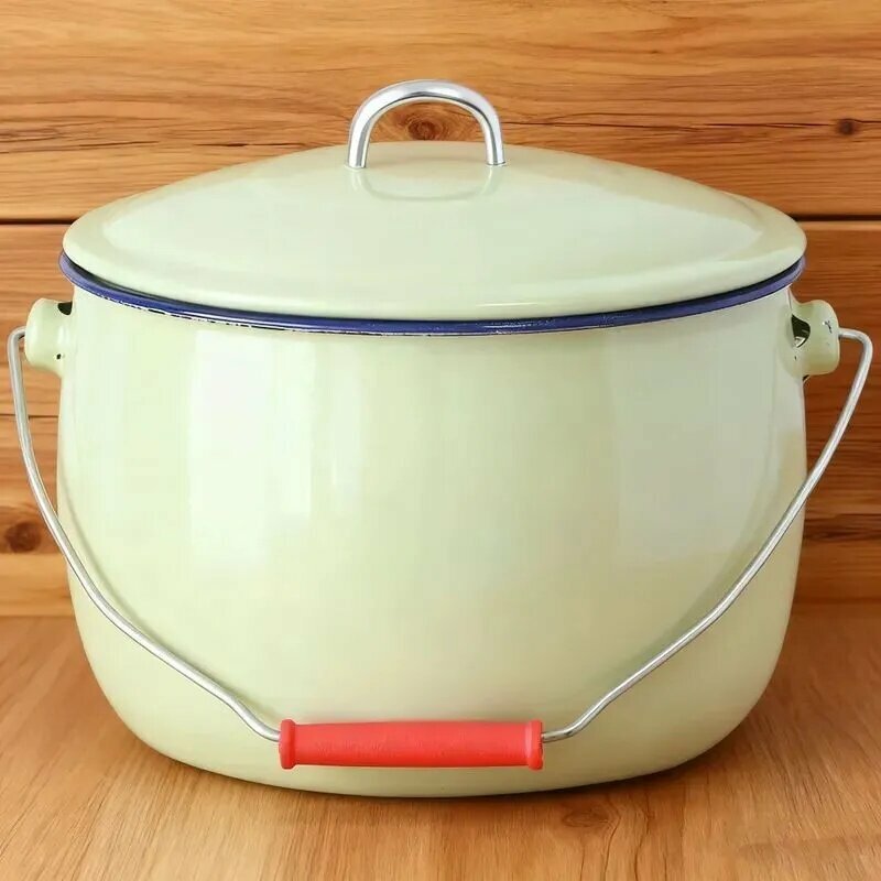 Эмалированная ёмкость с крышкой для хранения продуктов, влагонепроницаемая и защищающая от насекомых, 1 штука
