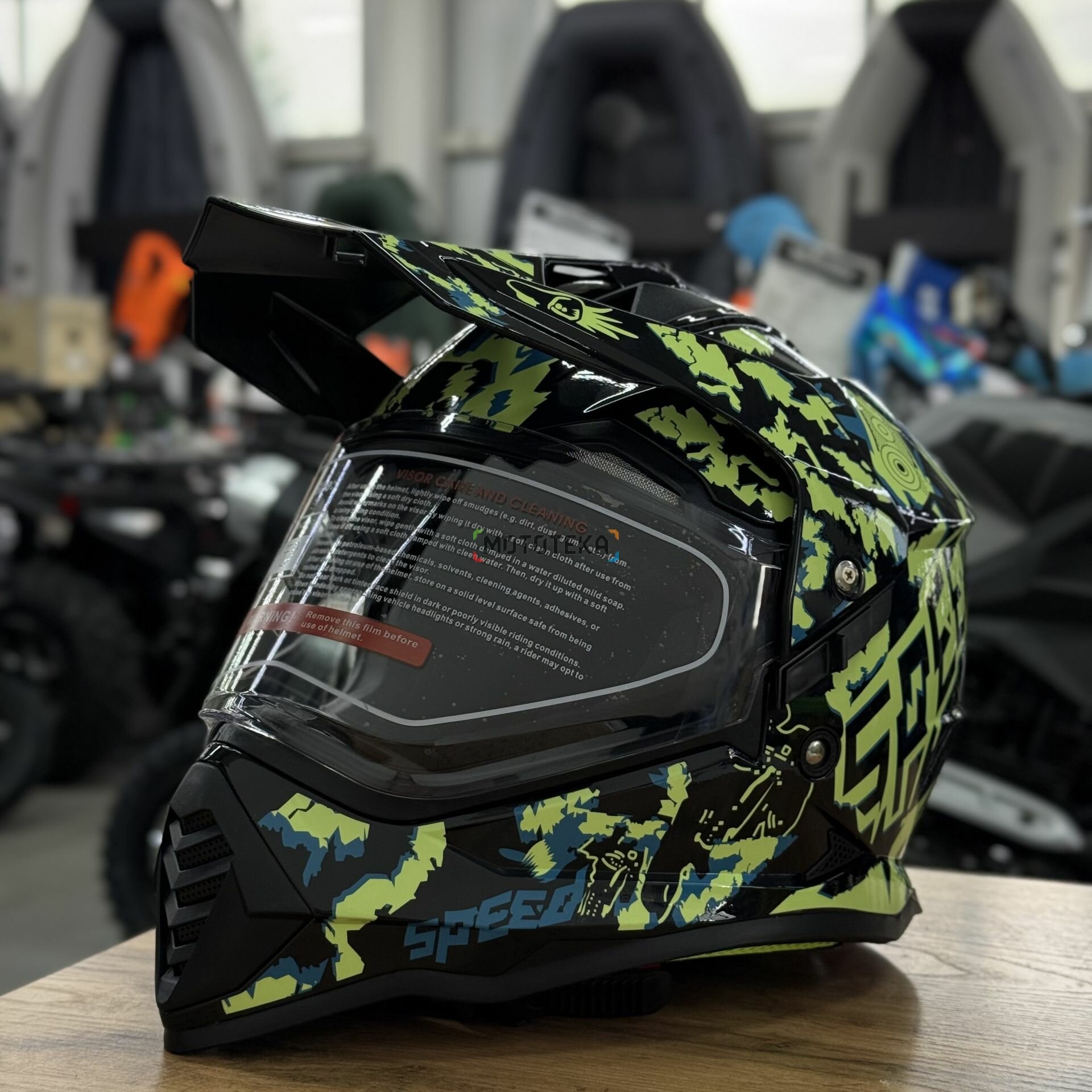 Мотошлем мотард Мототека ( MOTOTEKA ) WS 902 GLOSSY SPEED/YELLOW XL