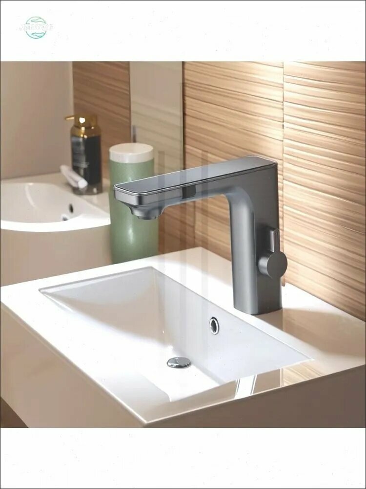 Инфракрасный сенсор + Горячая/Холодная вода + Дисплей температуры Умный смеситель для раковины с автоматическим датчиком, светодиодный индикатор, экономичный бесконтактный кран для ванной комнаты