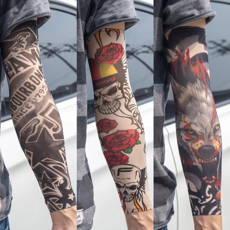 Рукава тату временные Tattrendy 3шт. череп, волк, дракон, w59w97w146