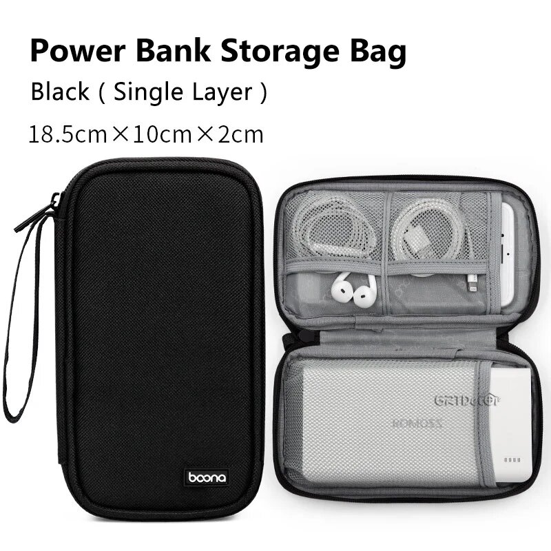 Черная сумка для power bank Boona, 18.5x10x2 см, Цвет: 12