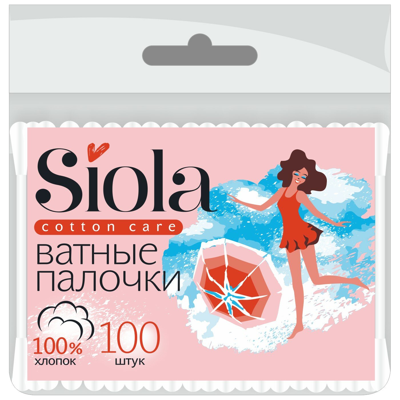 Ватные палочки Siola, zip-пакет, 100шт