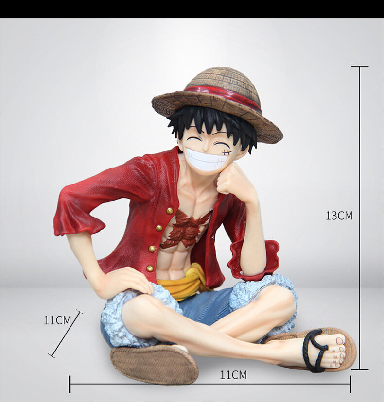 Фигурки персонажей One Piece: Луффи, Луффи с улыбкой, Луффи Эйс, Санджи, Зоро и Луффи с уверенной улыбкой.