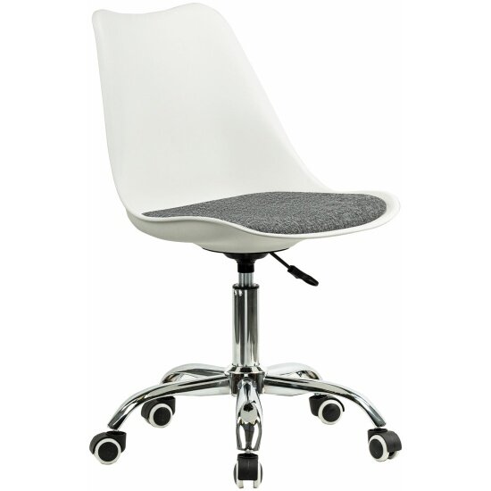 Кресло офисное Brabix "Eames MG-310 CH", хром, пластик белый, ткань серая, 532924