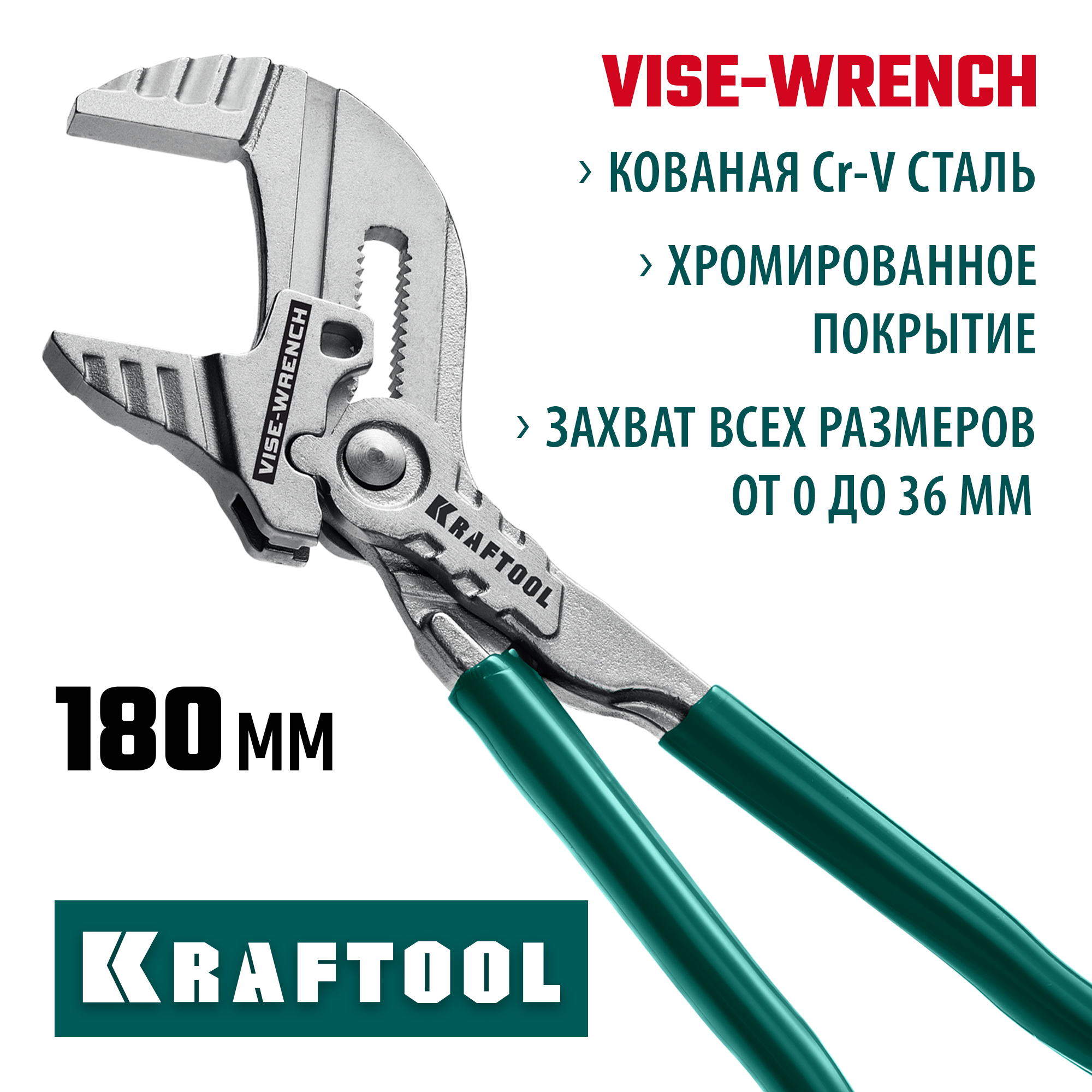 KRAFTOOL Vise-Wrench, 180 мм, клещи переставные-гаечный ключ (22063)