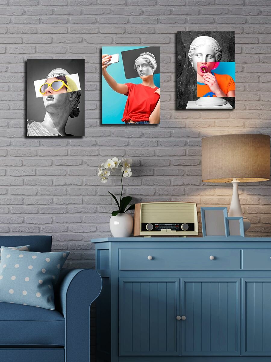 Картины на холсте LOFTime 3 шт скульпутры коллаж цвет 2 30Х40 К-644-3040