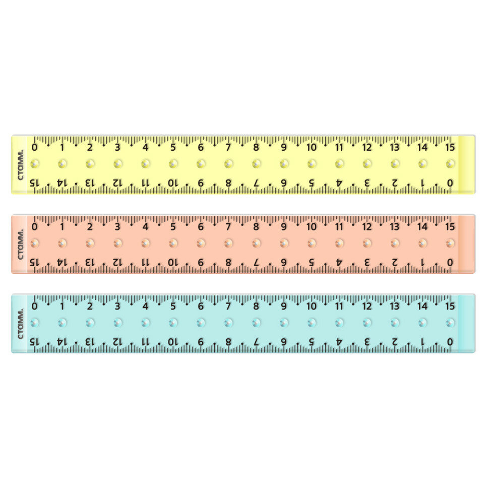 Линейка-циркуль 15см СТАММ, пластиковая, прозрачная, неоновые цвета, ассорти, европодвес, 370502
