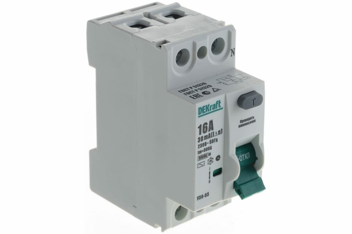 DEKraft Диференциальный выключатель тока 2п 16А 30мА AC УЗО-03 6кА серия 14205DEK
