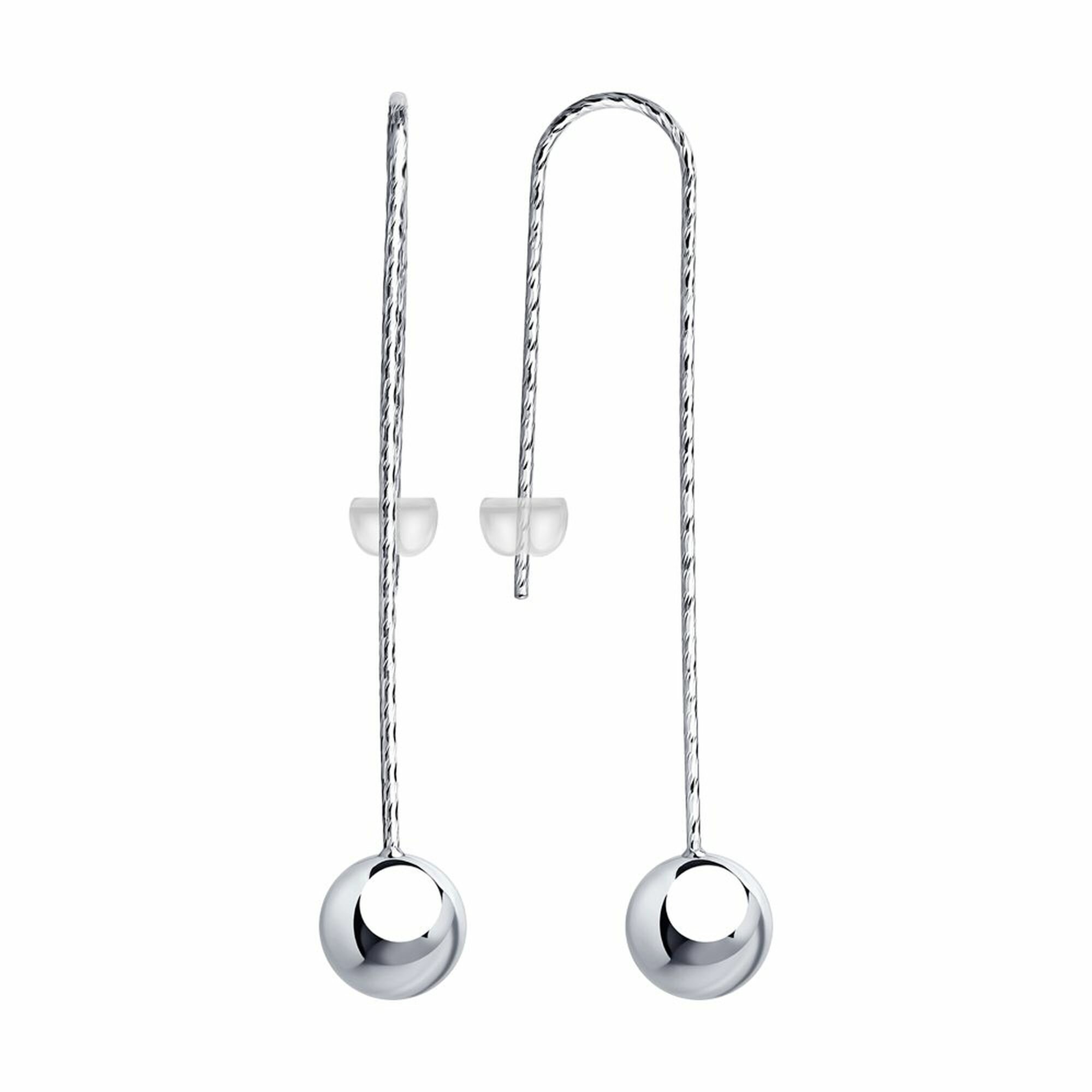 Серьги, серебро, 925 проба, родирование