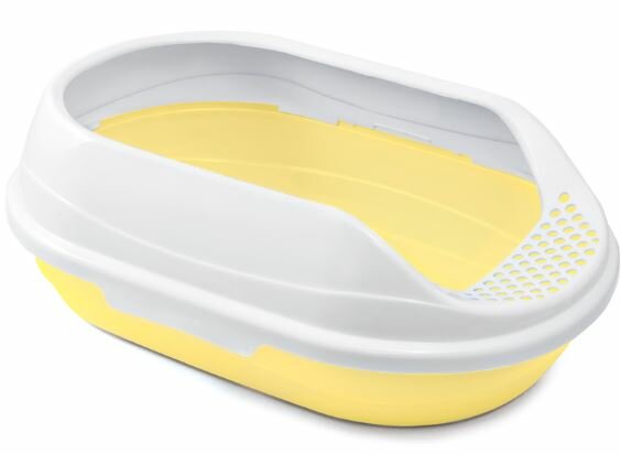 Triol Туалет для кошек овальный с бортом "Ирис", 43*30*15см, серия HYGIENE, желтый/белый