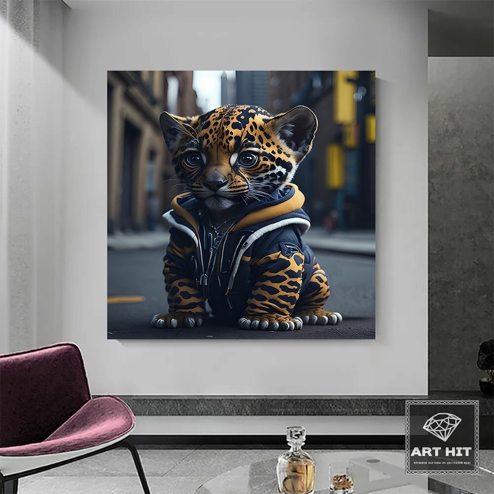 Картина ВсеКартины. Тут "Звери на стиле", на подрамнике, хлопок, дерево, 70x70 см