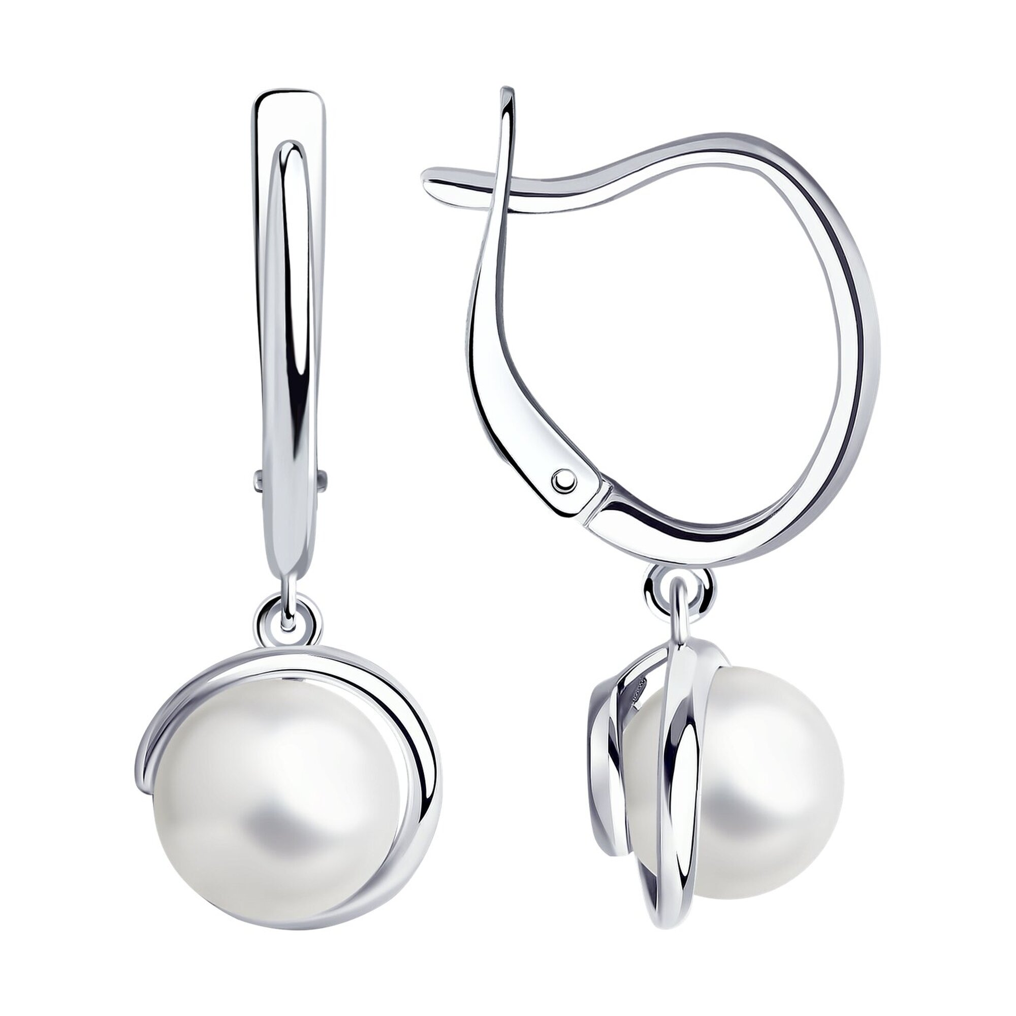 Серьги, серебро, 925 проба, родирование, жемчуг