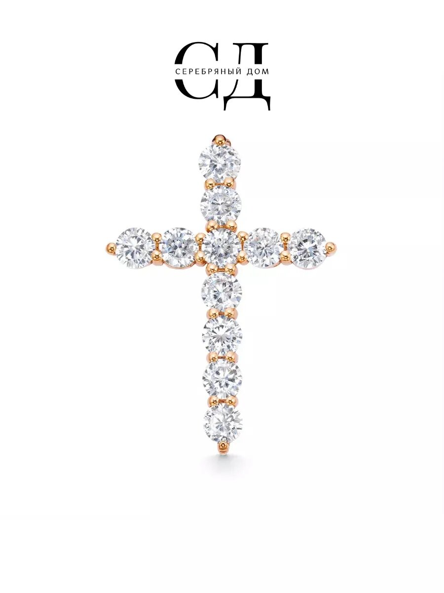 Подвеска, серебро, 585, 925 проба, золочение, фианит