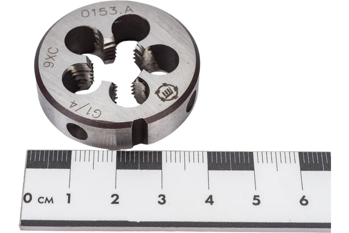 Плашка трубная цилиндрическая G 1/4 дюйма, сталь 9ХС, ТМ Туламаш 57993 для трубопроводов