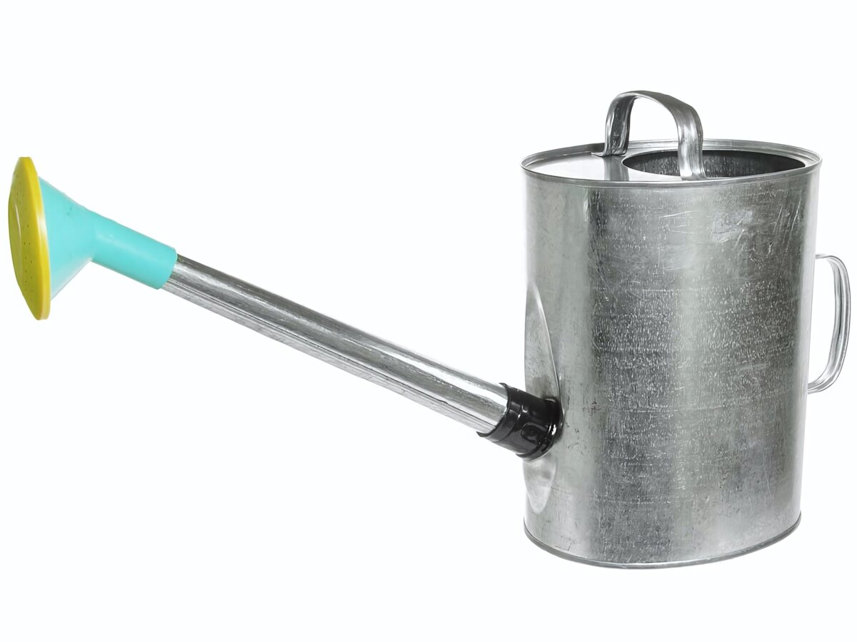Лейка 10л оцинкованная, длинный носик с насадкой, ручка для удобного полива