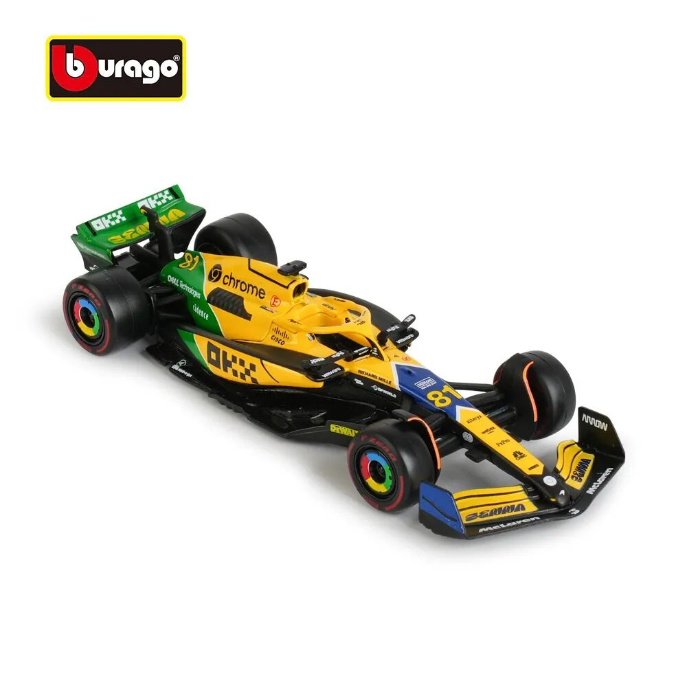 Bburago McLaren F1 MCL38 (2024) "Monaco Grand Prix" #81 Oscar Piastri, масштаб 1:43, модель машинки — фото 1